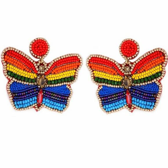 viola | Jewelry | Rainbow Butterfly Seed Bead Pride Earrings Free ...